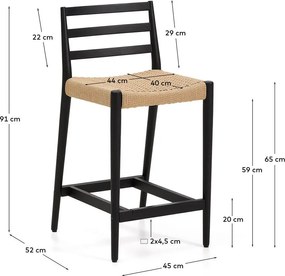 Černá/v přírodní barvě barová židle z dubového dřeva (výška sedáku 65 cm) Analy – Kave Home
