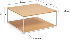 Dubový konferenční stolek Kave Home Yoana 80 x 80 cm s bílou podnoží