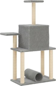 Škrabadlo pro kočky se sisalovými sloupky světle šedé 122 cm 172089