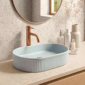 Rea Vanda, umyvadlo na desku 490x310x130 mm, modrá matná, REA-U6375