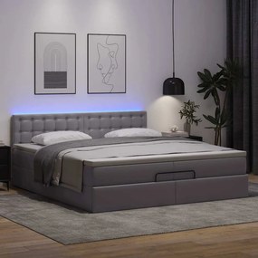 Osmanský rám postele s matrací šedá 200x200cm umělá kůže 3312175