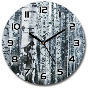 Wallmuralia Skleněné hodiny kulaté Stromy břízy fi 30 cm