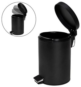 Erga Labi, kulatý odpadkový koš 3l na postavení, Soft-Close zavírání, černá matná, ERG-YKA-CH.LABI-SC-BLK