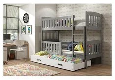Dětská patrová postel KUBUS s výsuvnou postelí 90x200 cm - grafit Šedá