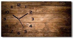 Wallmuralia Skleněné hodiny na stěnu tiché Dřevěné pozadí 60x30 cm