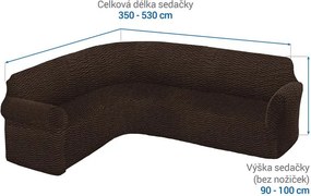 Bielastické potahy CRISTINA tabáková rohová sedačka (š. 350 - 530 cm)