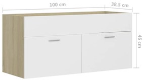 Skříňka pod umyvadlo bílá dub sonoma 100x38,5x46 cm dřevotříska - Default Title