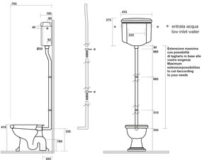 Kerasan RETRO WC mísa s nádržkou, spodní odpad, bílá-bronz WCSET17-RETRO-SO