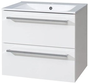 Mereo Mereo, Bino, koupelnová skříňka s keramickým umyvadlem 61 cm, bílá, dub, CN660