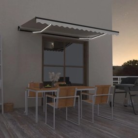 Ručně zatahovací markýza s LED světlem 450 x 350 cm krémová 3069202