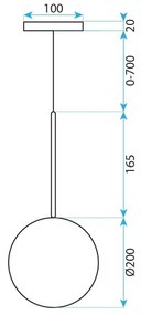 Toolight Toolight, skleněné kulové závěsné stropní svítidlo 20cm, APP1683-1CP, zlatá, OSW-04303