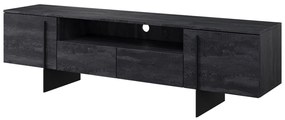 Skříňka RTV Larena 200 cm s výklenkem - Černý beton / černé nožky