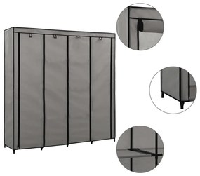 Šatní skříň se 4 přihrádkami šedá 175 x 45 x 170 cm 282448