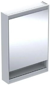 Geberit ONE - Zrcadlová skříňka s LED osvětlením, 600x900x150 mm, panty vlevo, s nikou, hliník 505.830.00.1