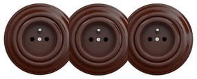 Kliklap - Trojitá retro zásuvka domovní s rámečkem 230V hnědá KA0036+2xKA0035+3xKA0033
