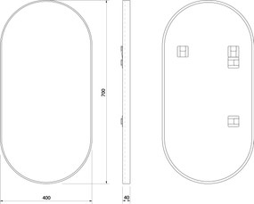 Sapho Sapho, AVONA oválné zrcadlo v rámu 40x70cm, černá mat, AV400