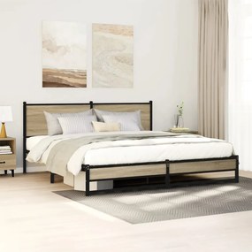 Kovový rám postele bez matrace dub sonoma 180 x 200 cm 3301395