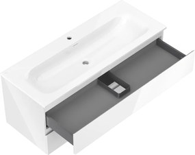Mexen Orio, koupelnová skříňka 120 cm s umyvadlem Vela, 2 zásuvky, bílá lesklá, 91A10-12047-2-BFF00-W23M00