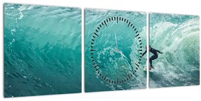 Obraz surfování (s hodinami) (90x30 cm)