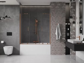 Mexen Velar Duo vanová zástěna s dvěma křídly posuvná 160 x 150 cm, transparentní, kartáčovaná měď