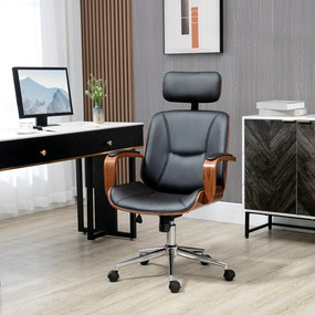 Ergonomická kancelářská židle Vinsetto s otočnou deskou a PU koženým potahem, s odnímatelným opěradlem, nastavitelnou výškou a naklápěcí funkcí 63x62…