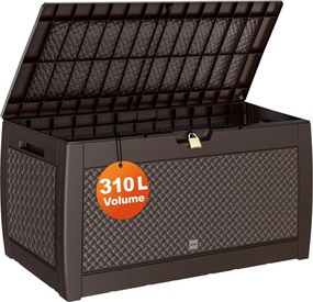 Casaria Úložný box Matuba 310 l na kolečkách – hnědý