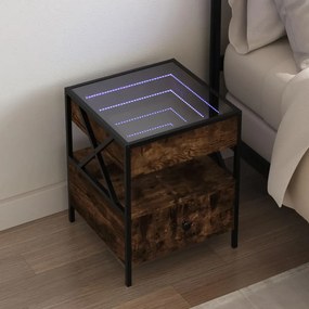 Noční stolek s Infinity LED kouřový dub 40 x 40 x 51 cm 3284103