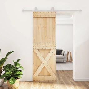 Posuvné dveře s kováním 70 x 210 cm masivní borové dřevo,  3203094