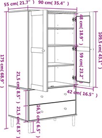 vidaXL Šatní skříň SENJA ratanový vzhled 90x55x175 cm borovice [358036] Barva: Černá