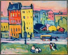 Wassily Kandinsky - Obrazová reprodukce Houses in Munich, 1908, (40 x 35 cm)