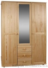 dřevěná šatní skříň trojí dvířková zrcadlová z masivního dřeva borovice Szafa III 3D/3S drewfilip 7