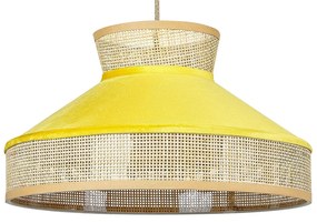 Závěsná ratanová lampa žlutá/ přírodní BATALI Beliani