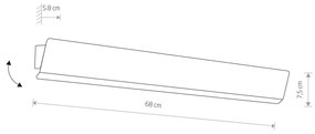 Nástěnné svítidlo Wing, bílé, ocel, vypínač, šířka 68 cm