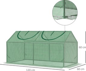 Fóliový skleník Outsunny s oknem, PE skleník pro rajčata a rostliny, chladicí rám 120x60x60 cm, zelený | Aosom.de