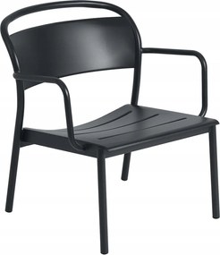 Muuto Linear Outdoor Ocelové zahradní křeslo Lounge venkovní černé