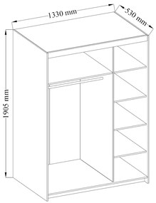 Šatní skříň ELENA 3D Zrcadlo Bílá