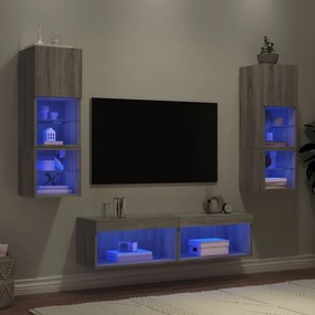 6dílná obývací stěna s LED šedá sonoma kompozitní dřevo 3216620