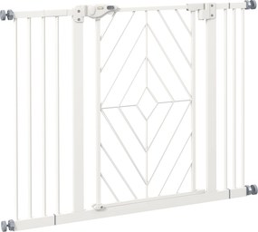 Schodišťová brána PawHut pro psy automatické dveře bez vrtání 74-100cm Bílá | Aosom