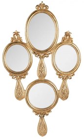 Zlaté antik nástěnné zrcadlo složené ze zrcátek – 28x2x49 cm