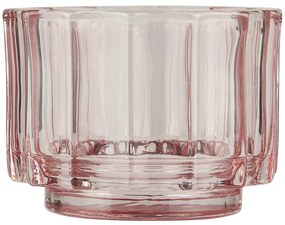 IB LAURSEN Skleněný svícen na čajovou svíčku Pink Valencia Wide, růžová barva, sklo