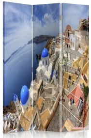 Ozdobný paraván Santorini - 110x170 cm, třídílný, obustranný paraván 360°