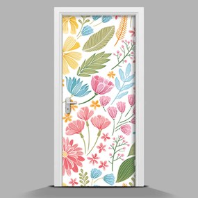 Wallmuralia Nálepka na dveře Malované květiny 75x205