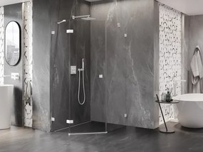 Mexen Lunar, Pětiúhelníkový sprchový kout Mexen Lunar s výklopným levým oknem 90 x 100 cm, 8mm čiré sklo, bílý profil, 831-090L-100P-01-20-L