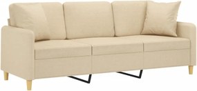 3místná pohovka s polštáři krémová 180 cm textil 3200919