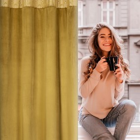 ZATEMŇOVACÍ ZÁVĚS NA KROUŽCÍCH ELEN 140X250 CM ZLATÁ