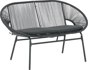 Outsunny 2-místná zahradní židle Acapulco s opěrkami, polstrováním a ocelovým rámem, nosnost 260 kg, pro balkon, terasu, patio, 132x72x83 cm, černá