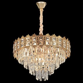 Toolight Toolight, křišťálové závěsné svítidlo 60cm, 8xE14, G049-CP, zlatá, OSW-08943