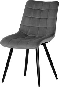 Autronic Jídelní židle, potah v šedém sametu, kovové podnoží v černé práškové barvě CT-384 GREY4