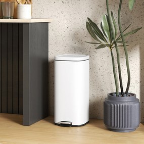 HOMCOM 30 l pedálový odpadkový koš s tichým dovíráním, vyjímatelným vnitřním kbelíkem a funkcí držení v otevřené poloze – kov odolný proti otiskům, k…