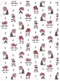 SCANquilt utěrka DEKORO vánoční elfíci bíločervená 50 x 70 cm